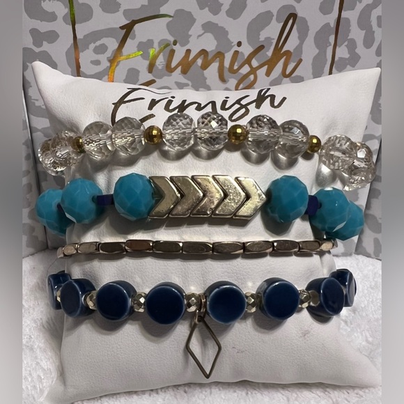 Erimish | Jewelry | Brand New Erimish Bracelets 4 Pc Stack Teal Navy ...